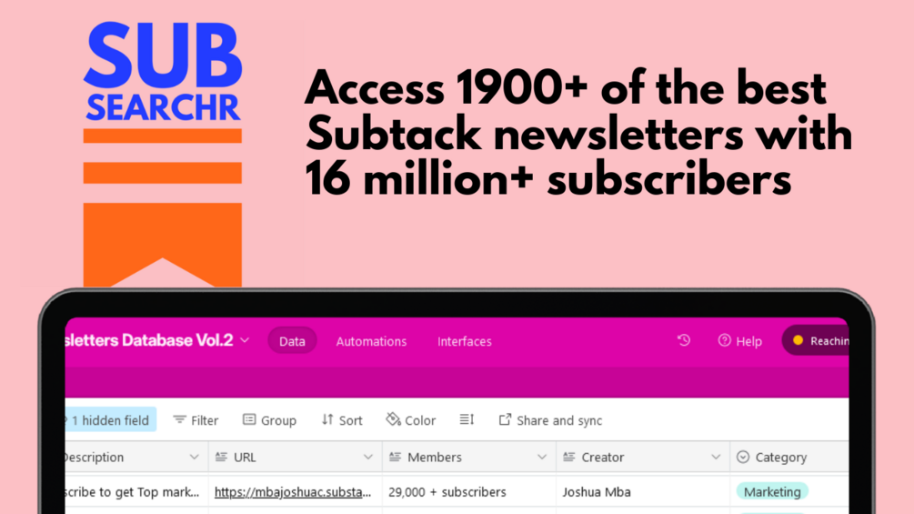 SubSearchr - Substack Newsletters Database | Rare Deals, Black Friday, Cyber Monday, Lifetime ...
